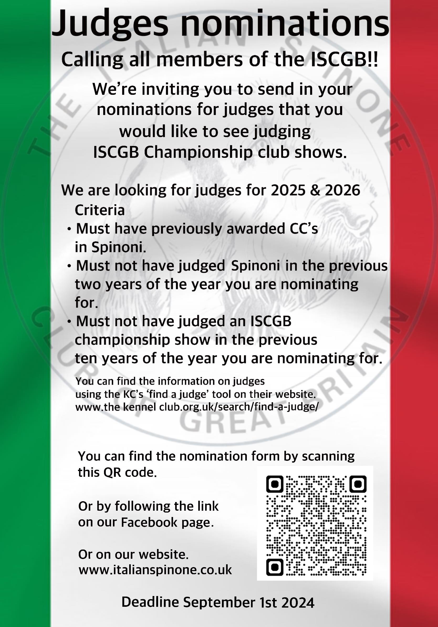 Judges Nominations | Italian Spinone Club Of Great Britain